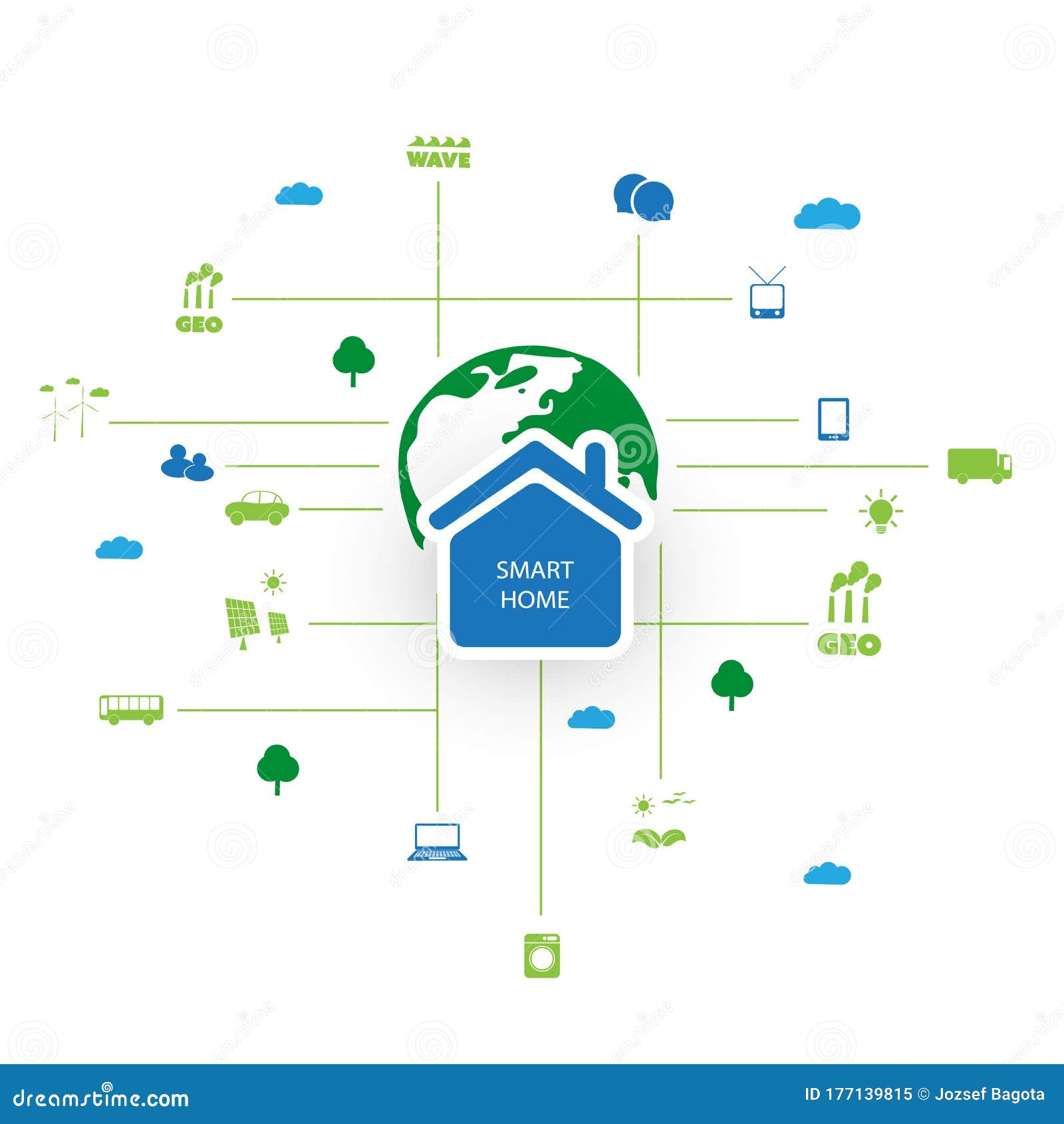 Eco Friendly Smart Home Design Concept with Icons Stock Vector ...