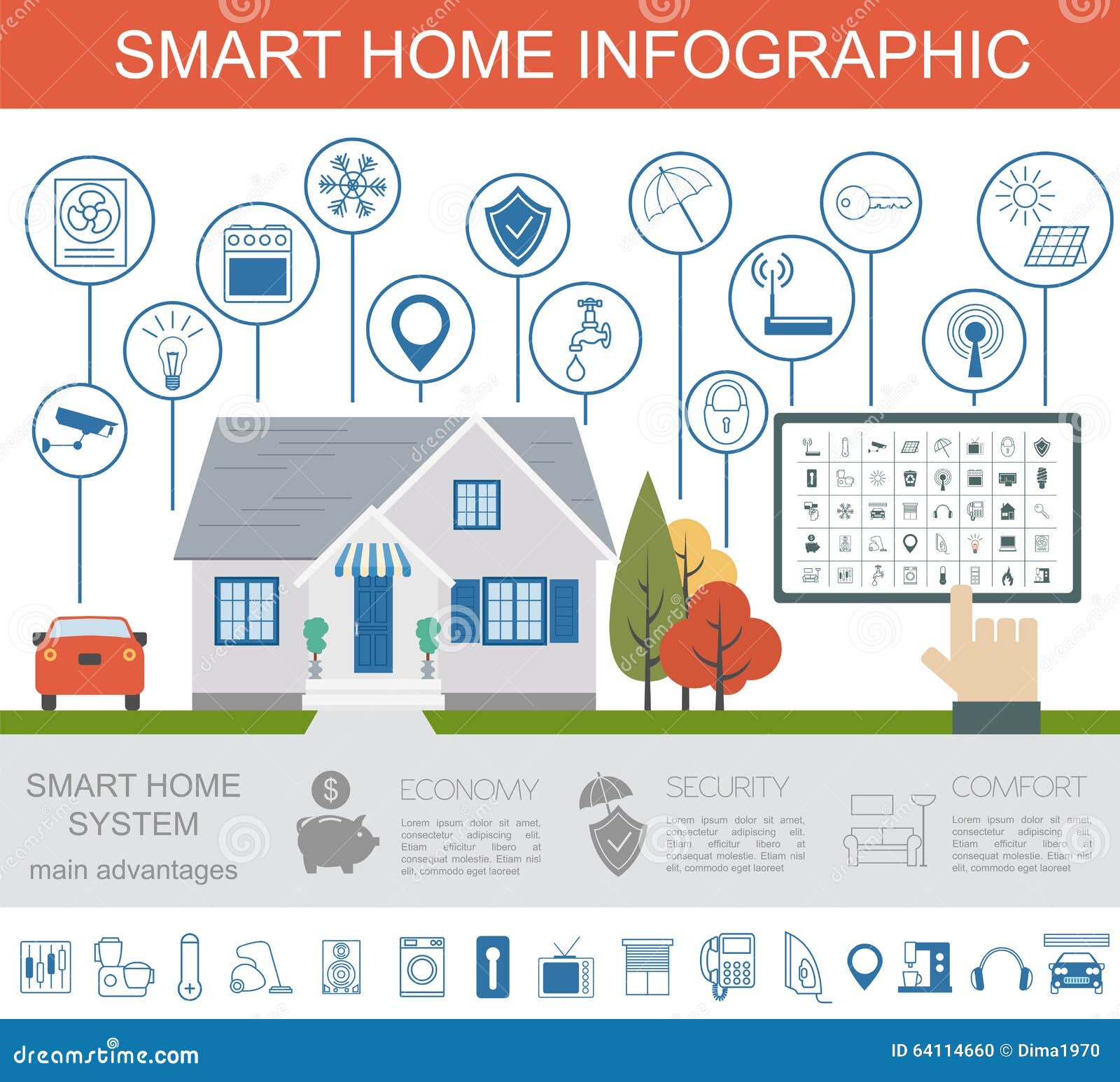 Eco Friendly Smart House Concept. Infographic Template Stock Vector ...