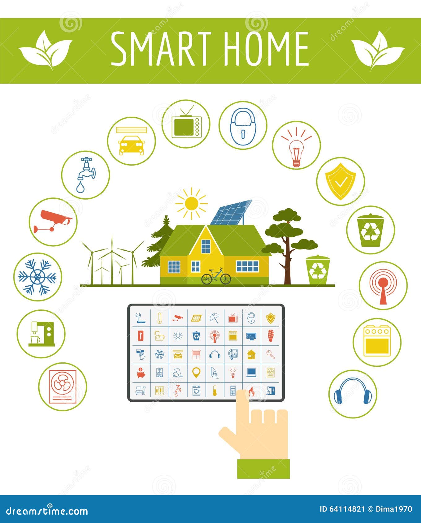Eco Friendly Smart House Concept. Infographic Template Stock Vector ...