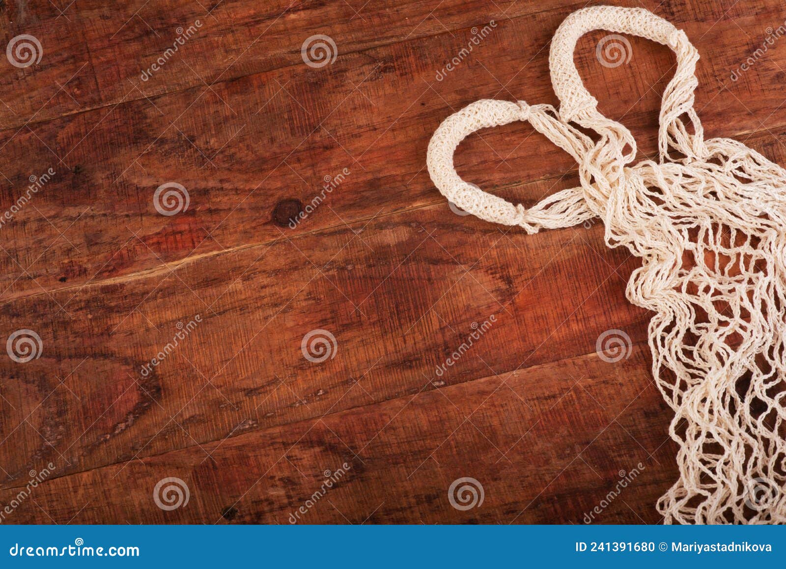 Eco Friendly String Bag on Wooden Background, Responsible Consumption ...