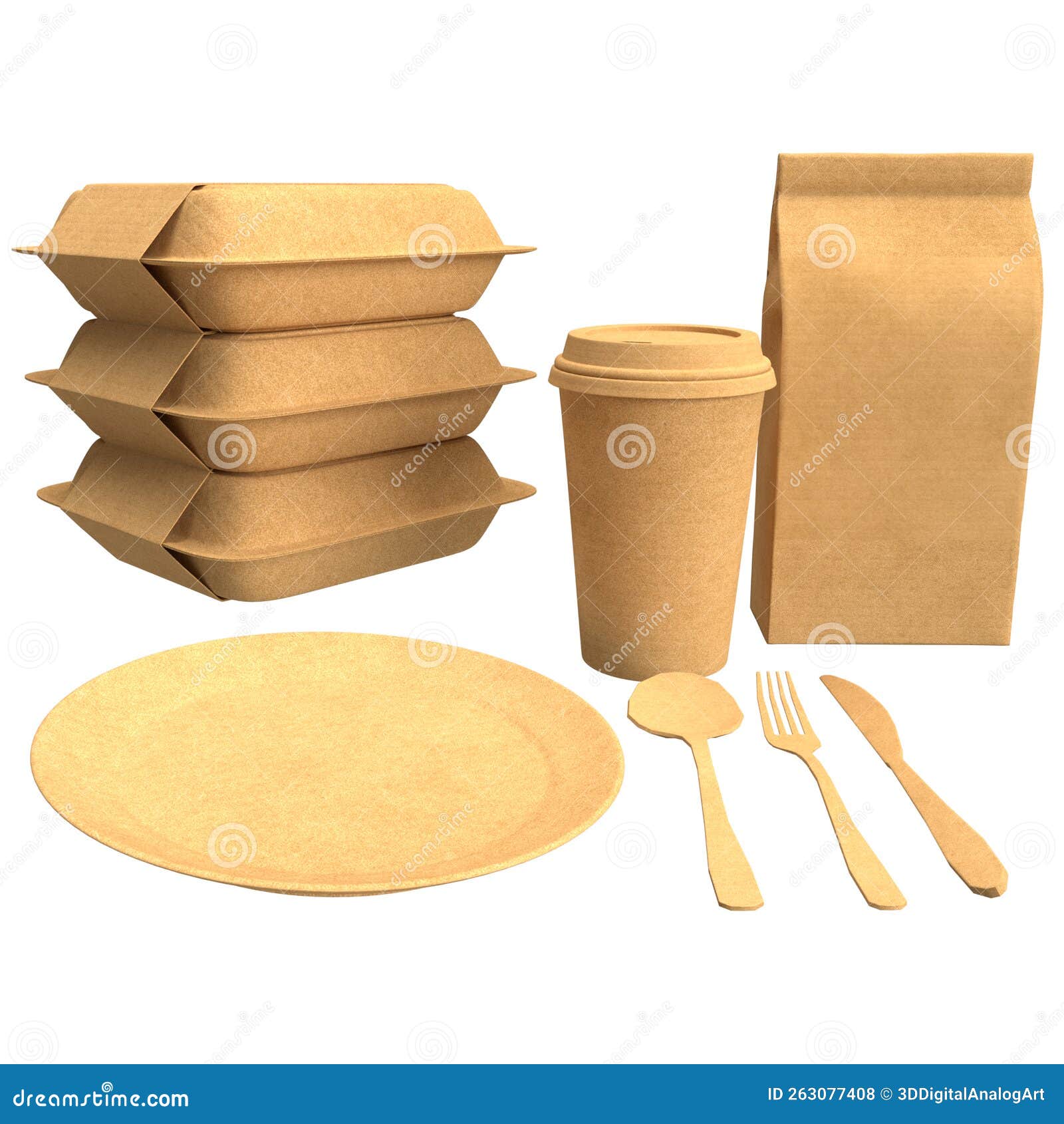 Eco-Friendly Tableware Set stock vector. Illustration of meal - 263077408