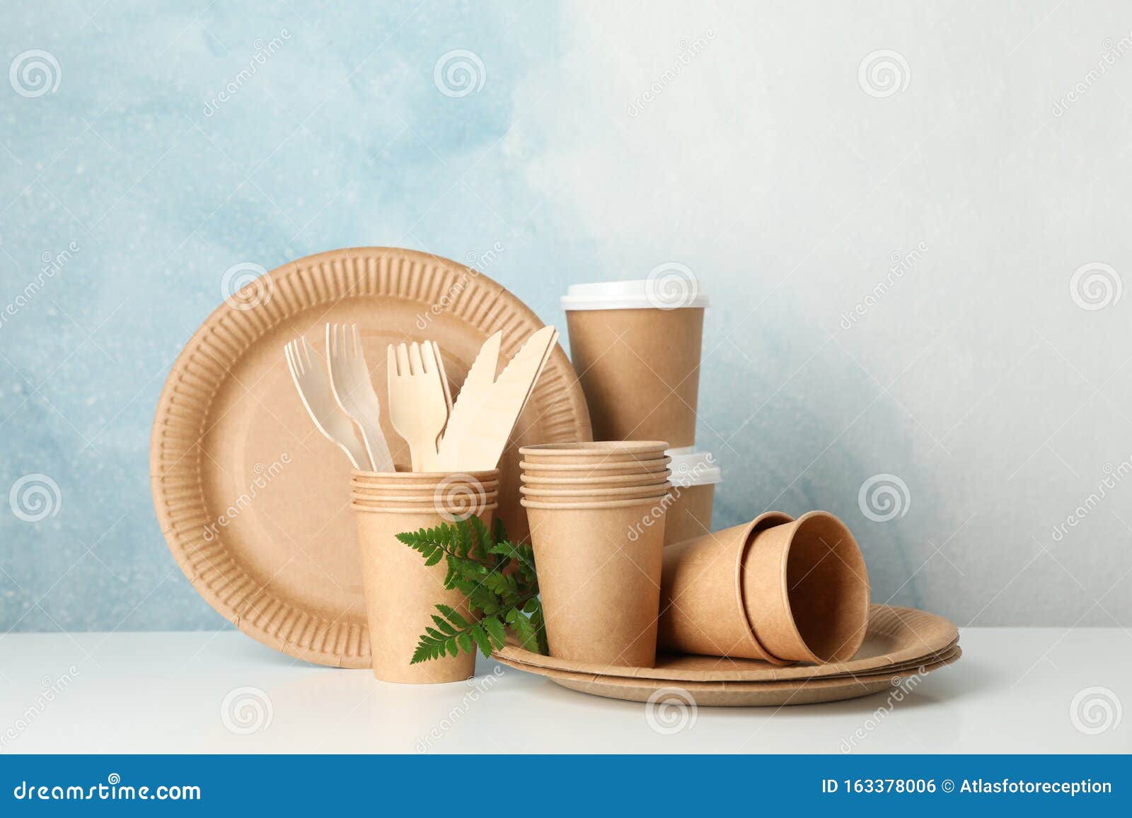 Eco - Friendly Tableware on White Background Stock Photo - Image of ...