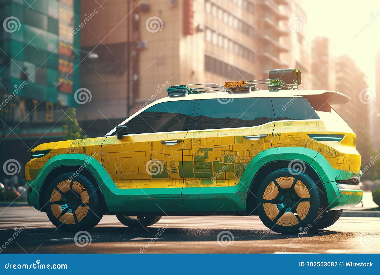 Eco-Friendly Taxi Commuting in 2048 - AI Generated Stock Photo - Image ...