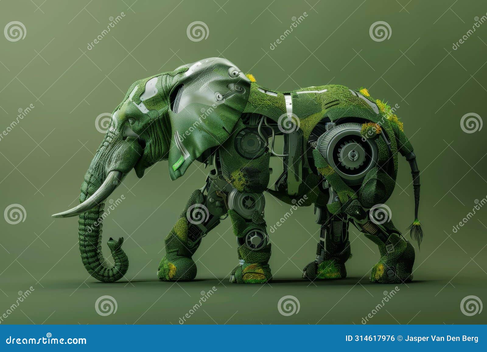 Eco-Friendly Technology Concept with Green Robotic Elephant Stock ...
