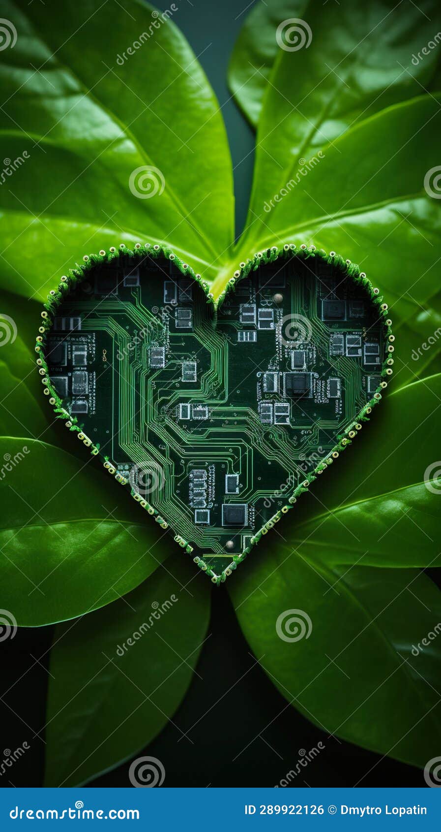 Eco Friendly Technology, Green Leaf with Semiconductors and Computer ...