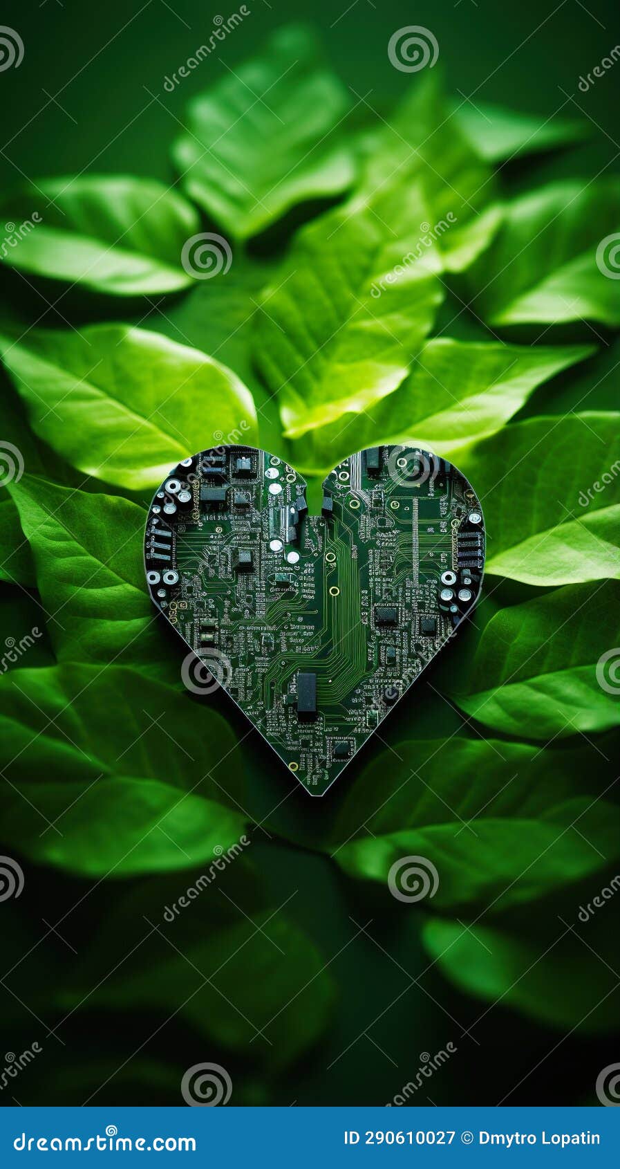 Eco Friendly Technology, Green Leaf with Semiconductors and Computer ...