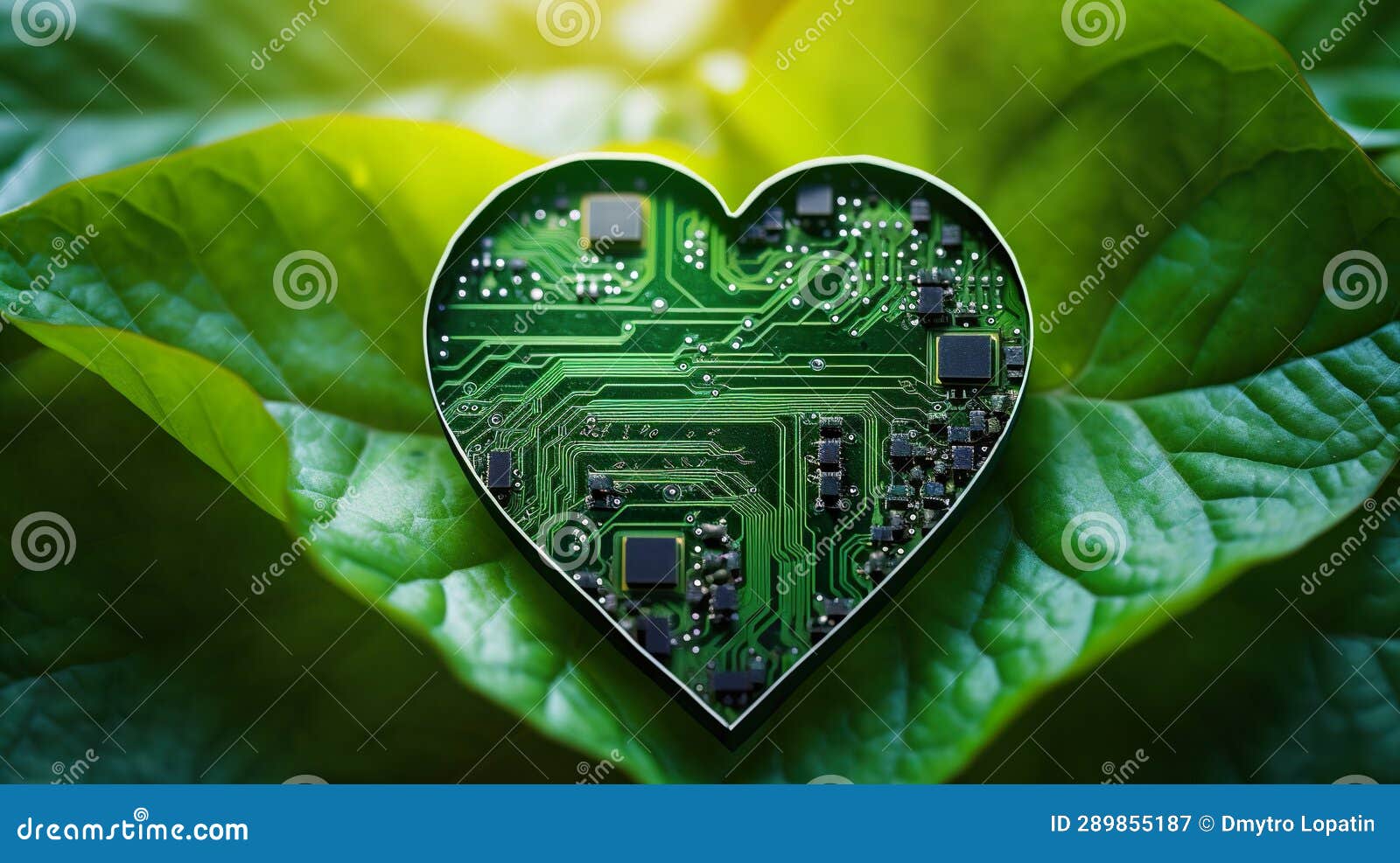 Eco Friendly Technology, Green Leaf with Semiconductors and Computer ...