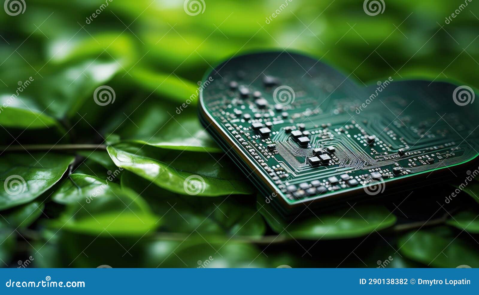 Eco Friendly Technology, Green Leaf with Semiconductors and Computer ...