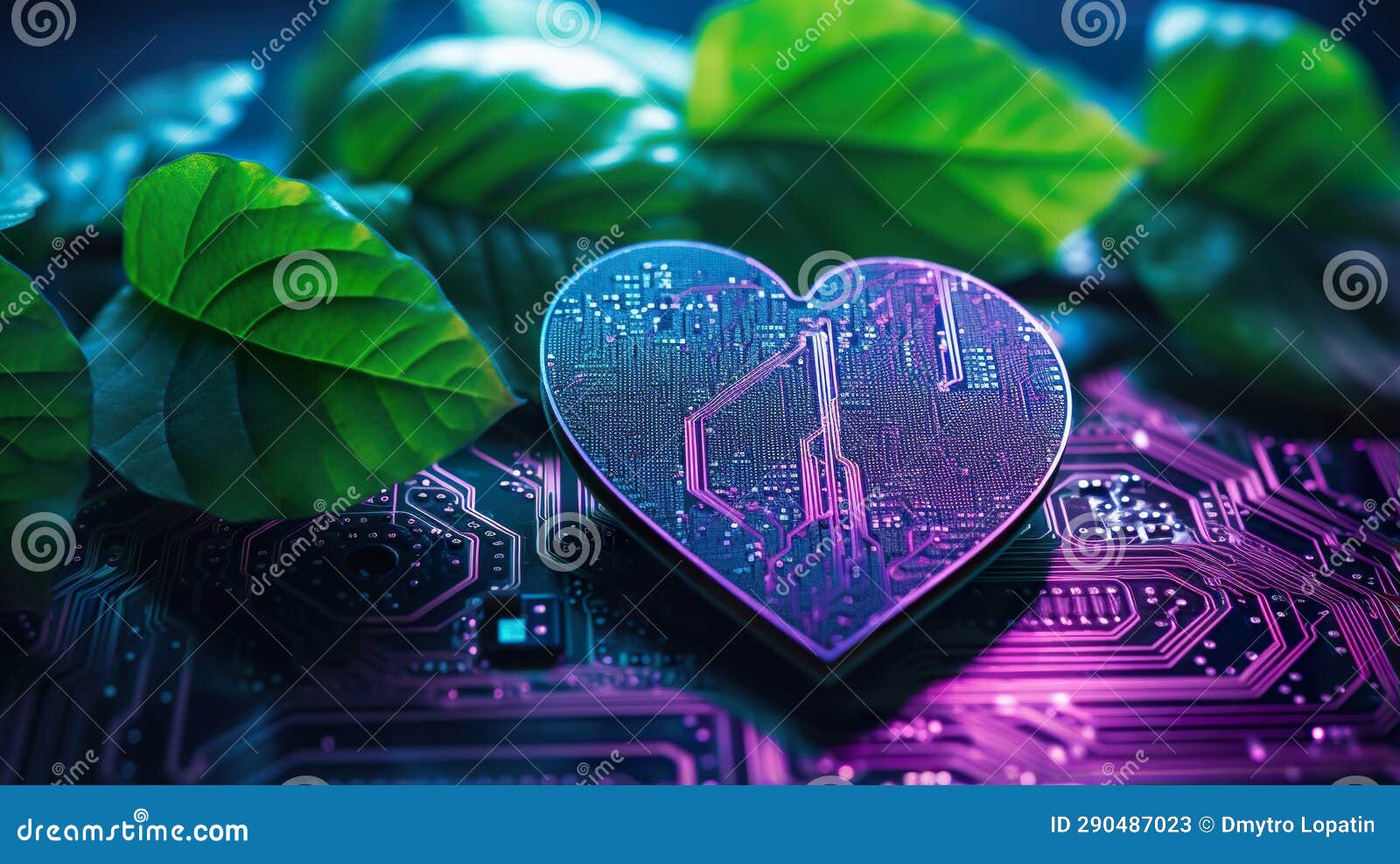 Eco Friendly Technology, Green Leaf with Semiconductors and Computer ...