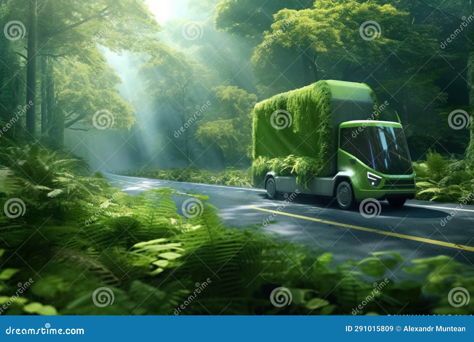 Eco Friendly Transportation Concept, Green Truck Stock Image - Image of ...