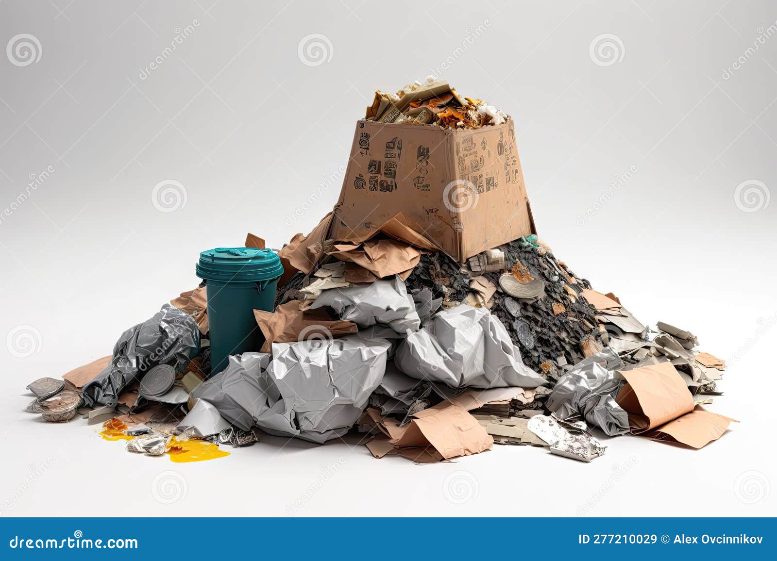 Eco-Friendly Waste Management: a Pile of Garbage on White Background ...