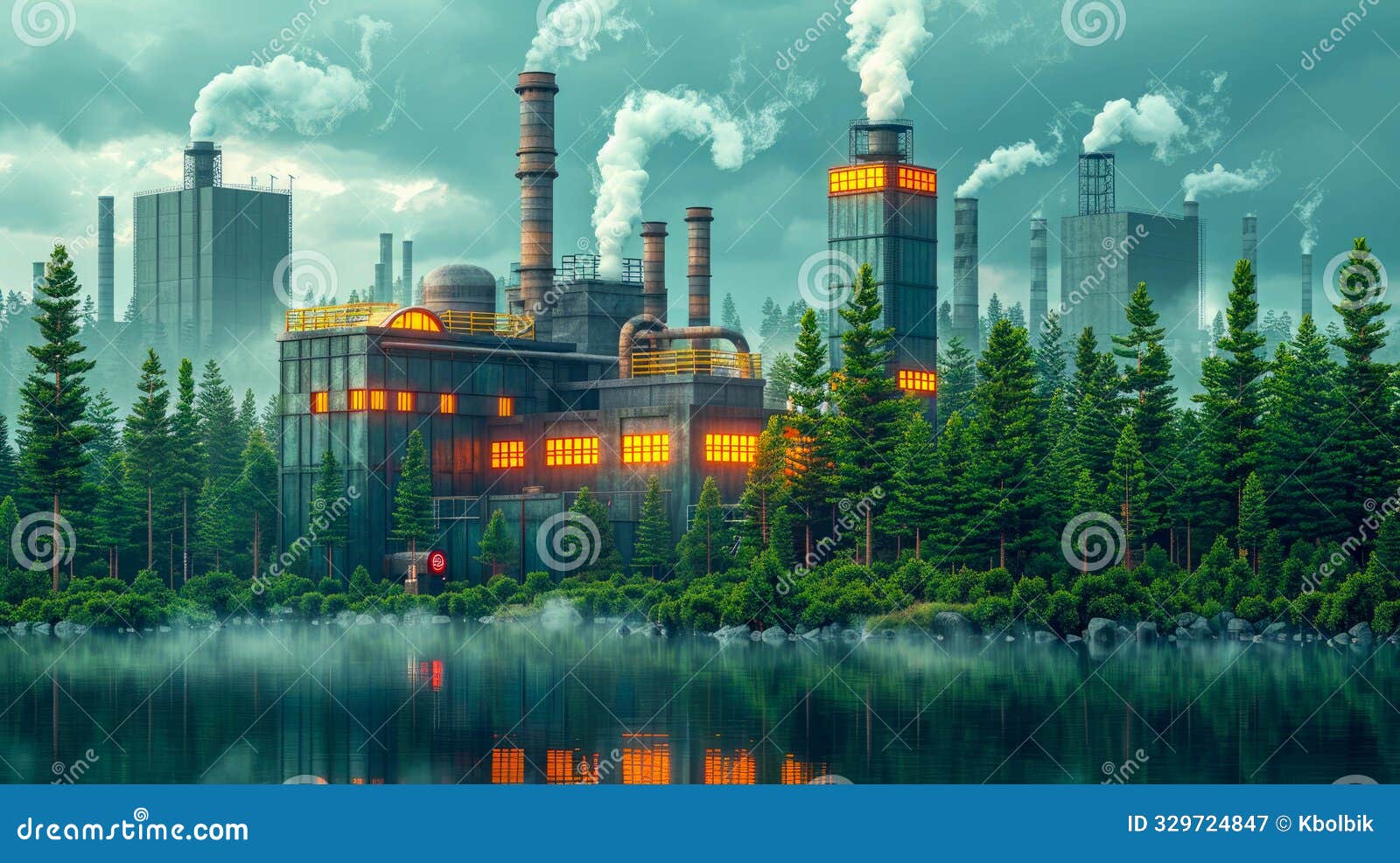 An Eco-friendly Waste Recycling Factory in a Lush Forest Setting Stock ...