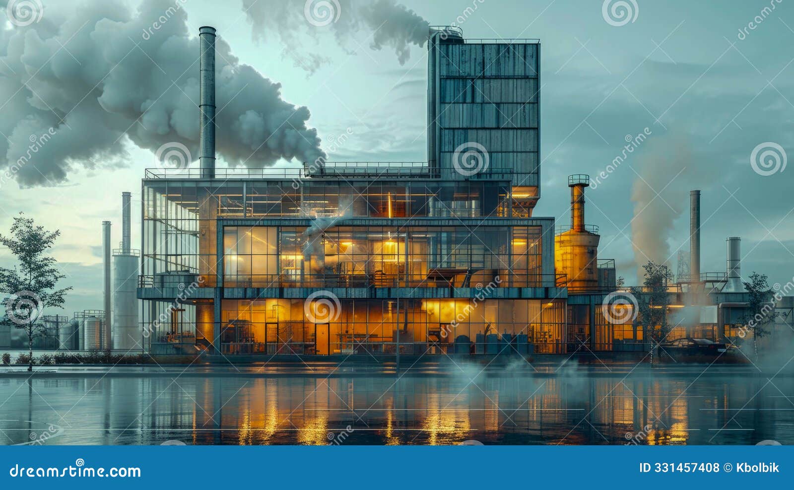 An Eco-friendly Waste Recycling Factory in a Lush Forest Setting Stock ...