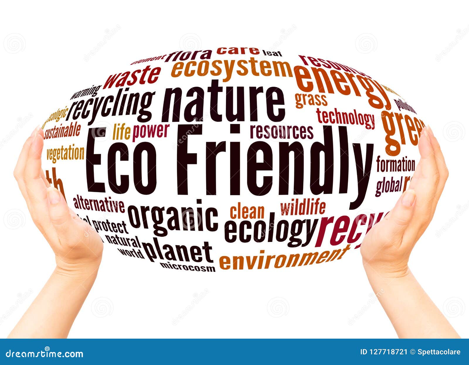Eco Friendly Word Cloud Hand Sphere Concept Stock Illustration ...