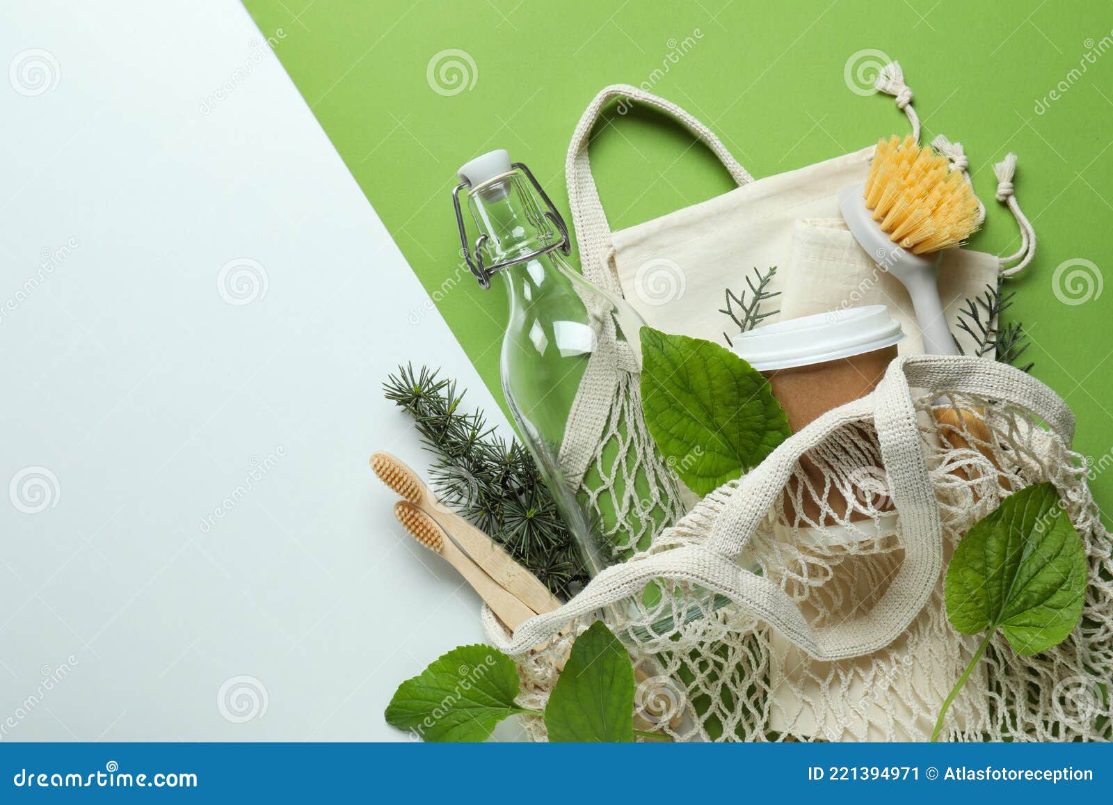Eco Friendly Zero Waste Concept on Two Tone Background Stock Image ...