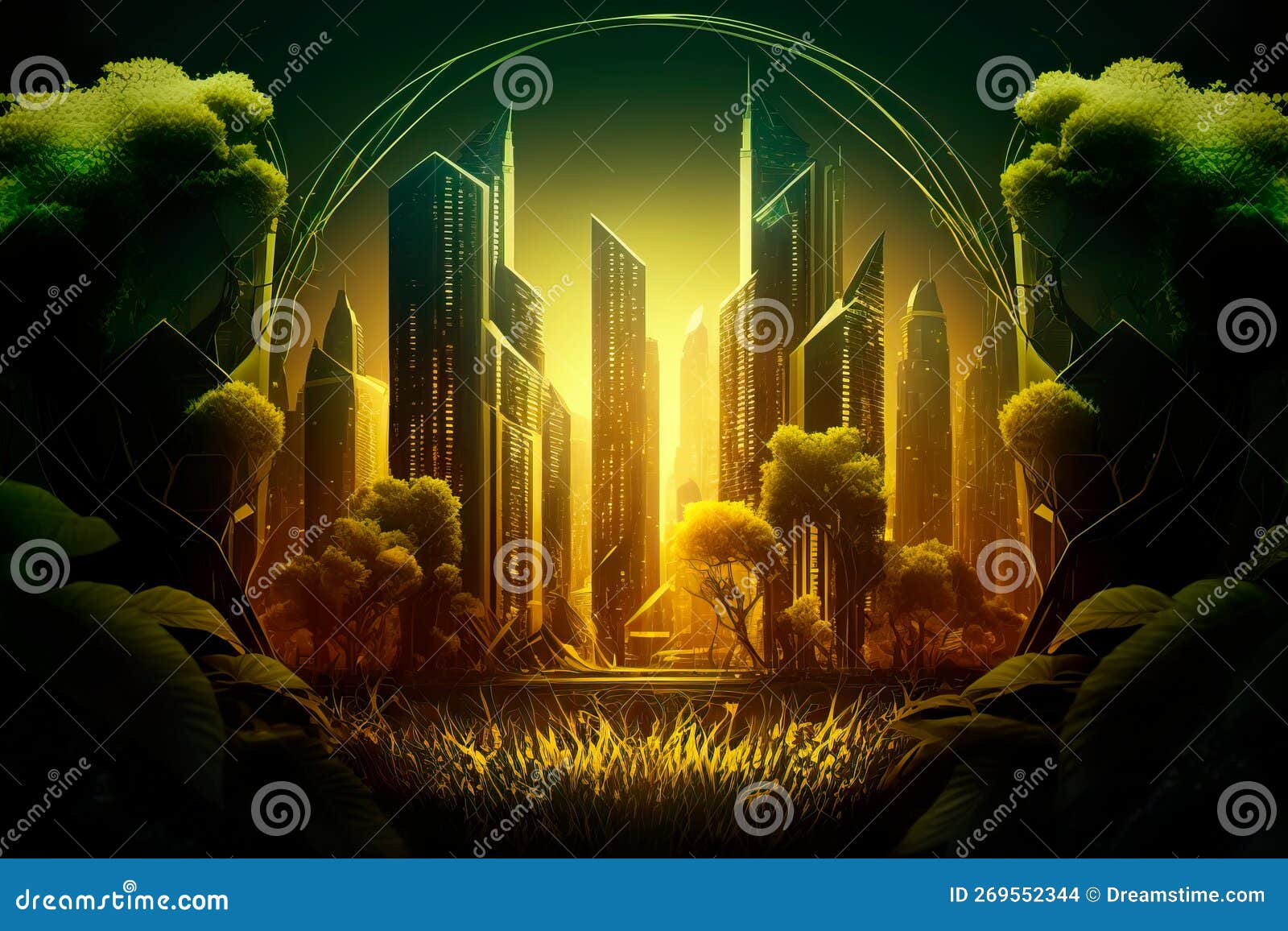 Eco Future City Concept Generative AI Stock Illustration - Illustration ...