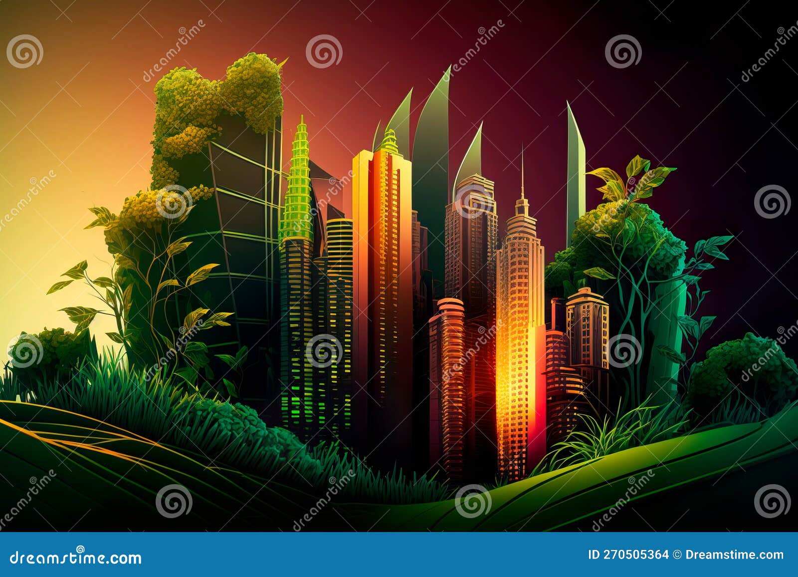 Eco Future City Concept Generative AI Stock Illustration - Illustration ...