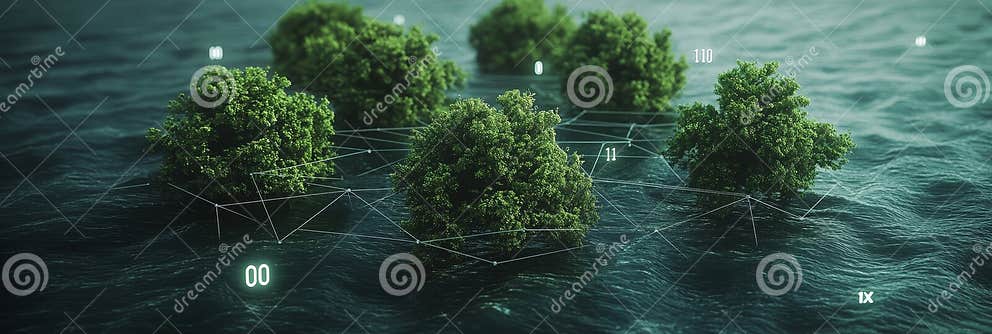 An Eco-futuristic Digital Forest with Green Technologies. Background ...