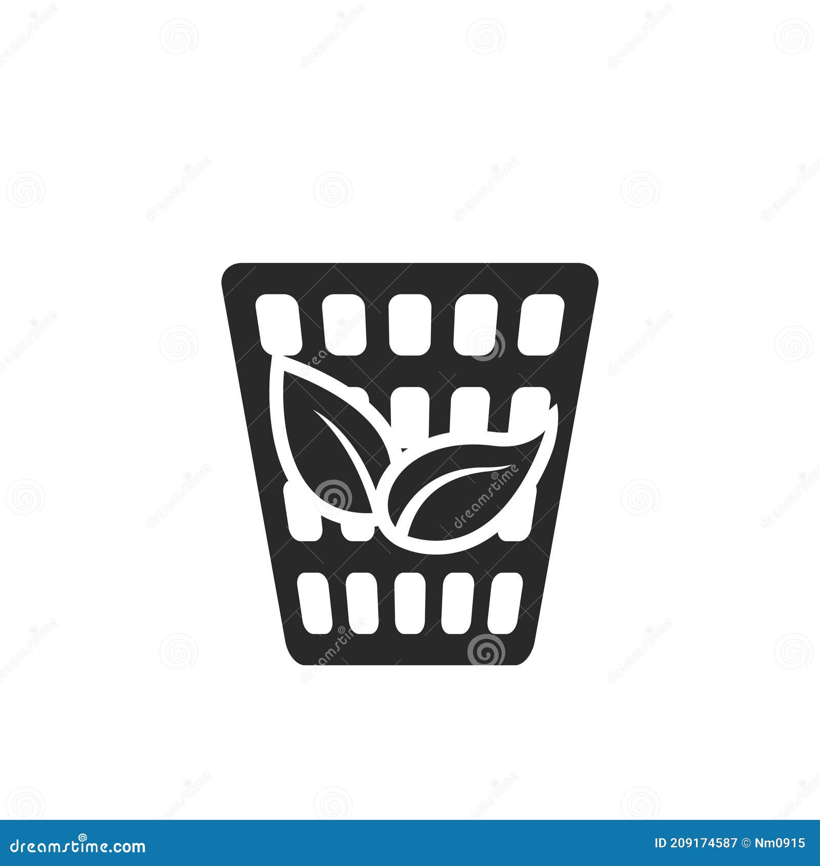 Eco Garbage Icon. Environmental Waste Symbol. Leaf and Trash Can Stock ...
