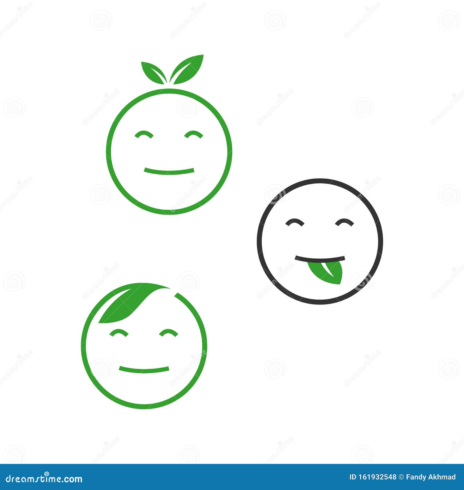 Eco Green Emoticon Design Vector Icon Smile Face and Leaf Illustration ...