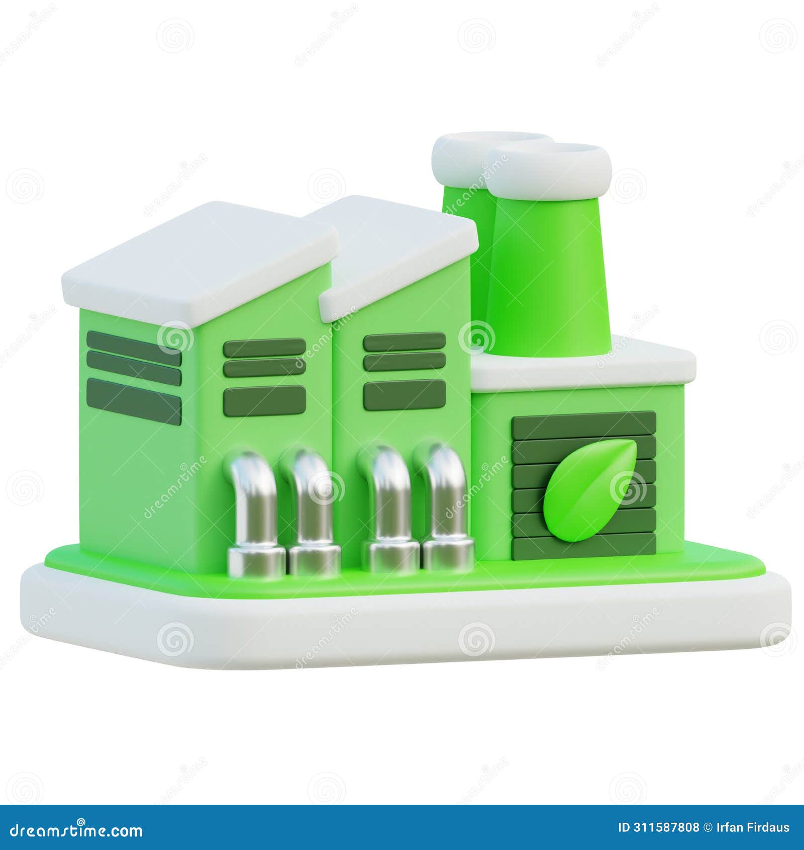 Eco green factory 3D icon stock illustration. Illustration of concept ...