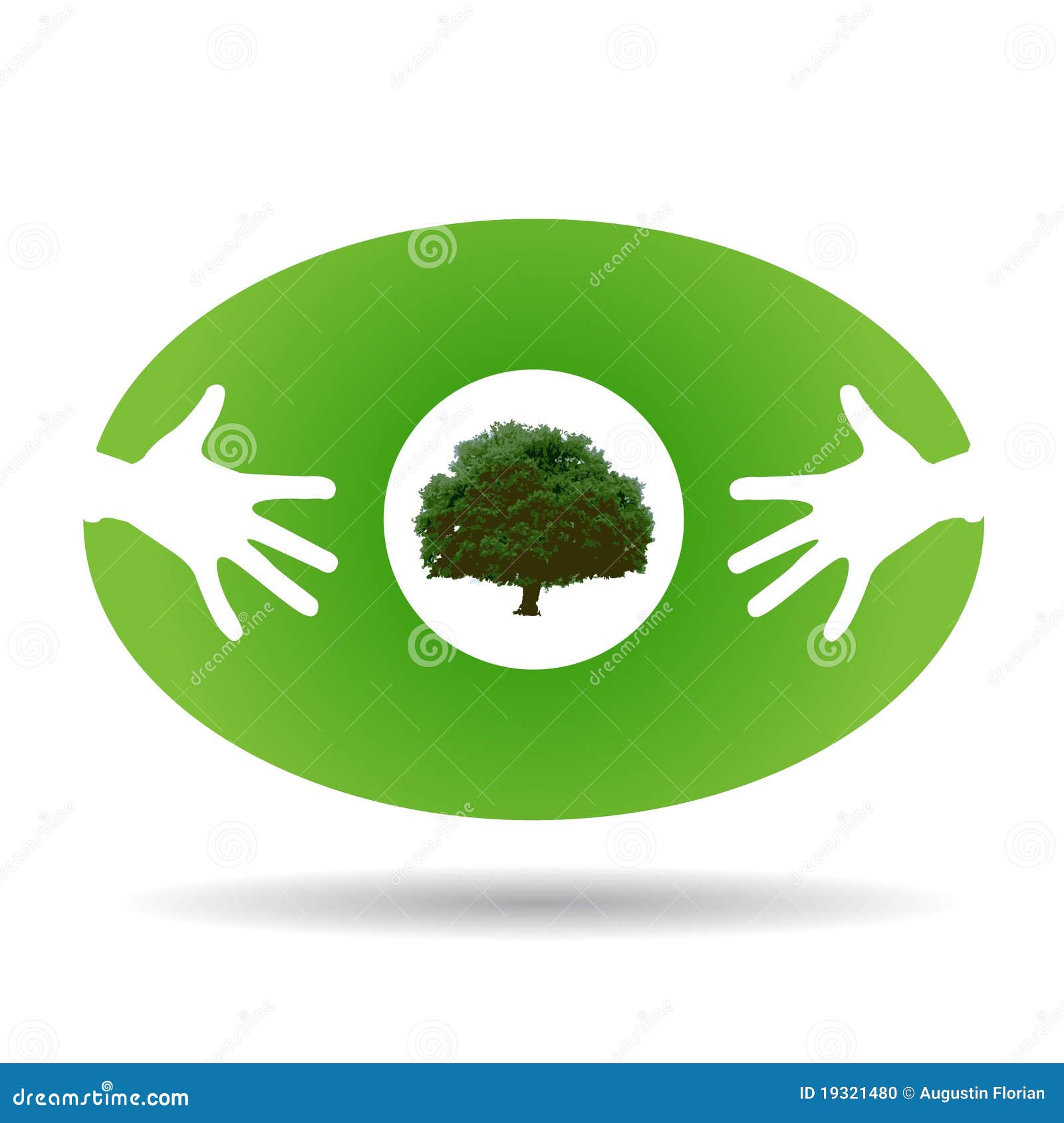 Eco Green Icon with Hands and Tree Stock Vector - Illustration of ...