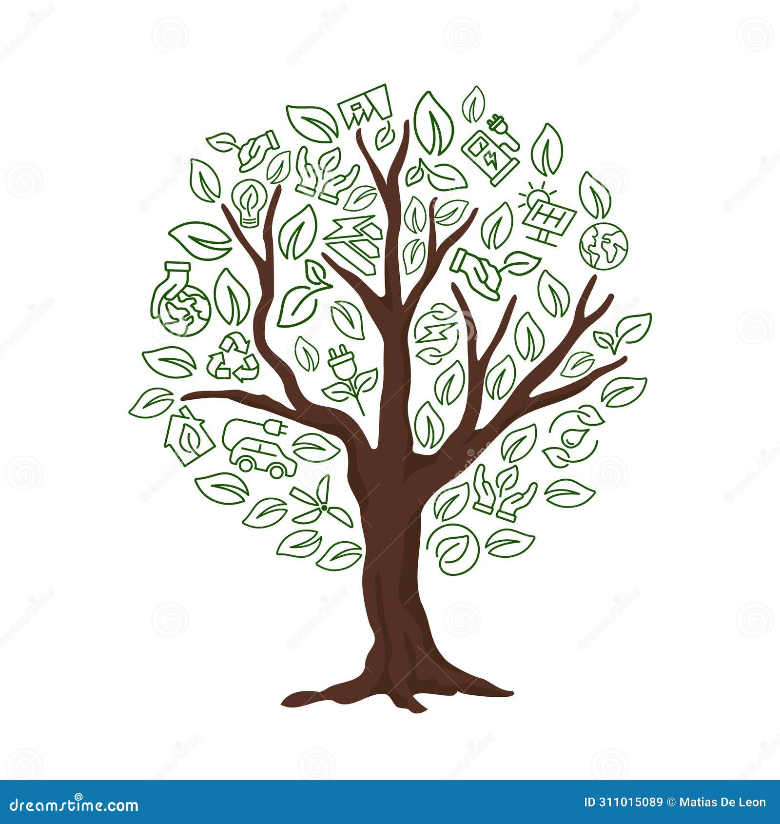 Eco Green Icons Tree Stock Illustration Illustration Of Beautiful