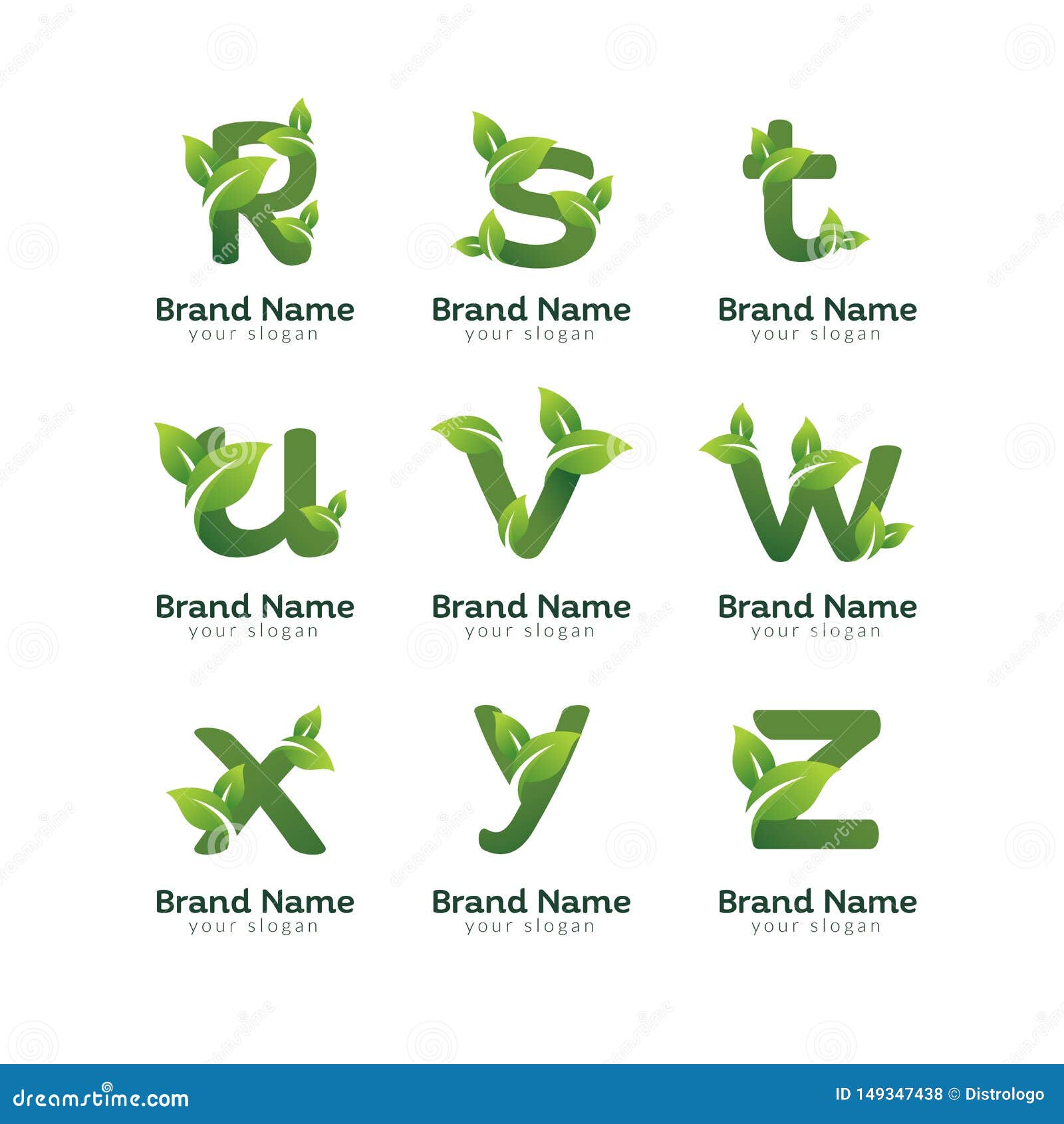 Eco Green Letter Pack Logo Design Template. Green Alphabet Vector ...