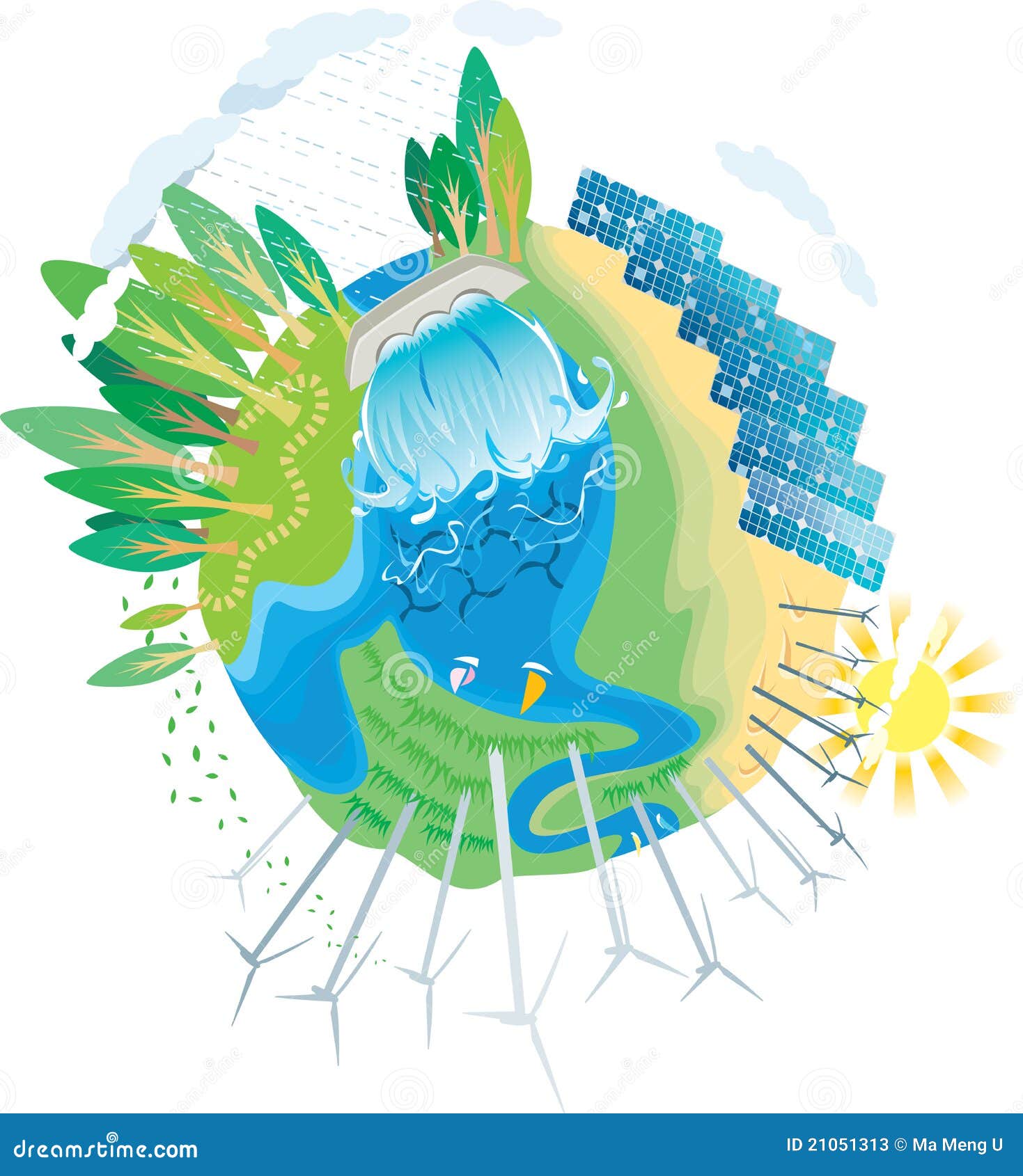 ECO green power planet stock vector. Illustration of tree - 21051313