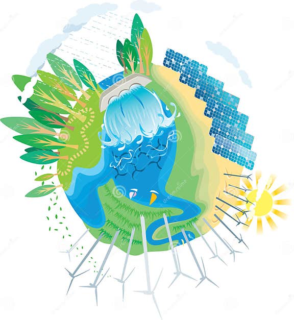 ECO green power planet stock vector. Illustration of tree - 21051313