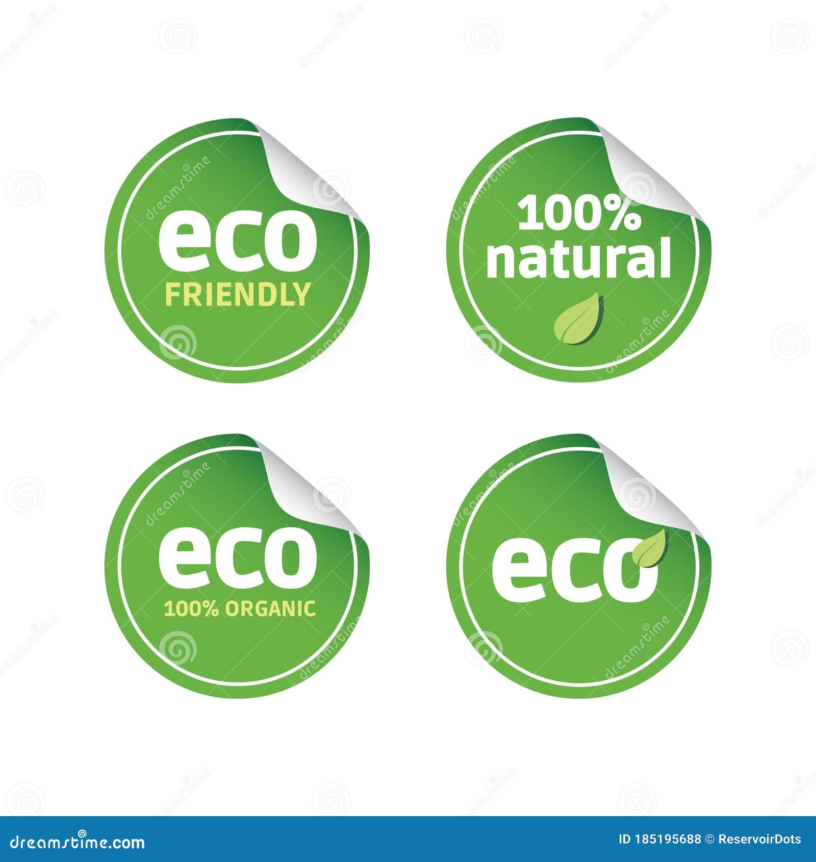 Eco Green Sticker Set stock vector. Illustration of warranty - 185195688