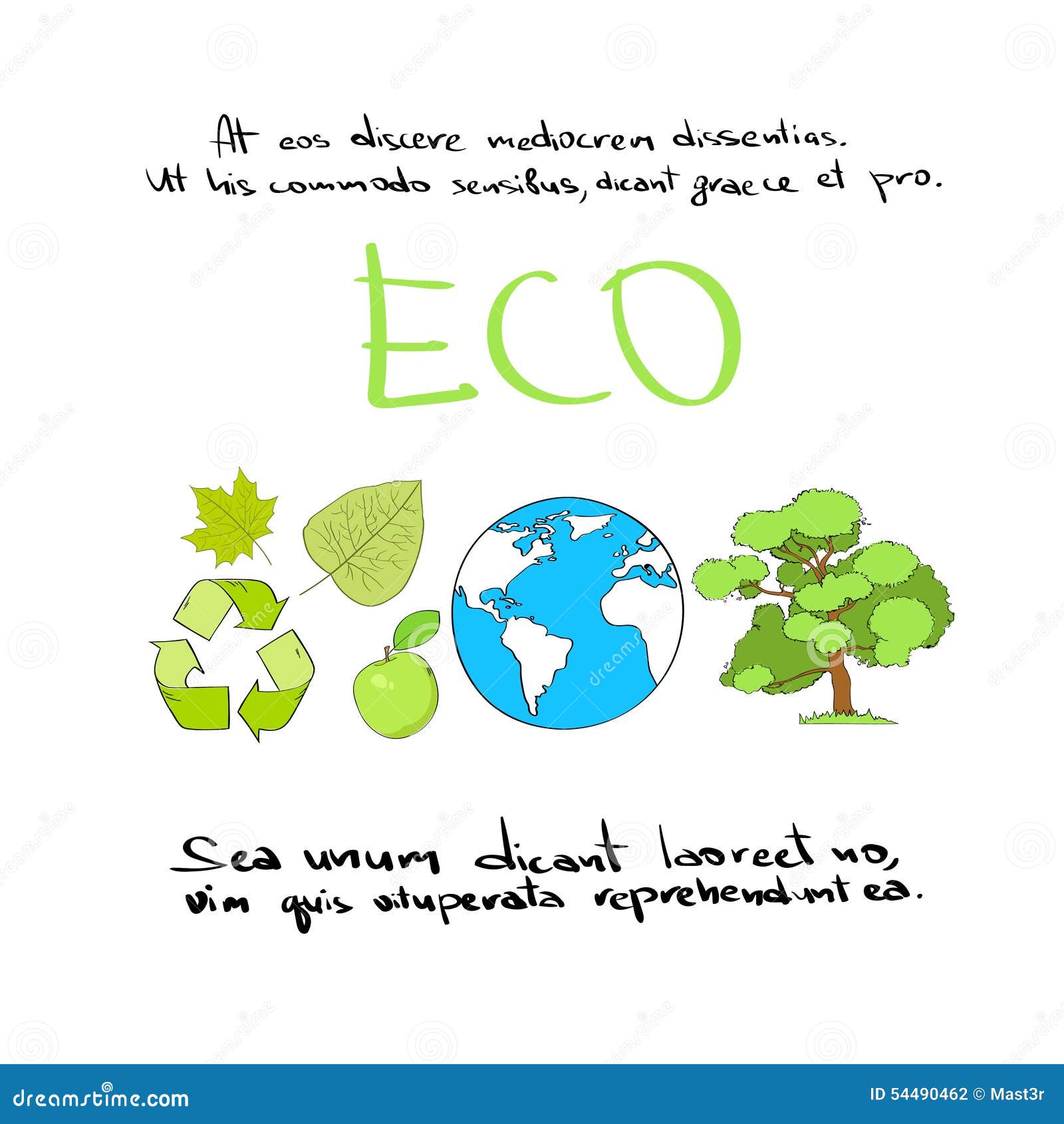 Eco Hand Draw Icon Set Green Logo Collection Stock Vector ...