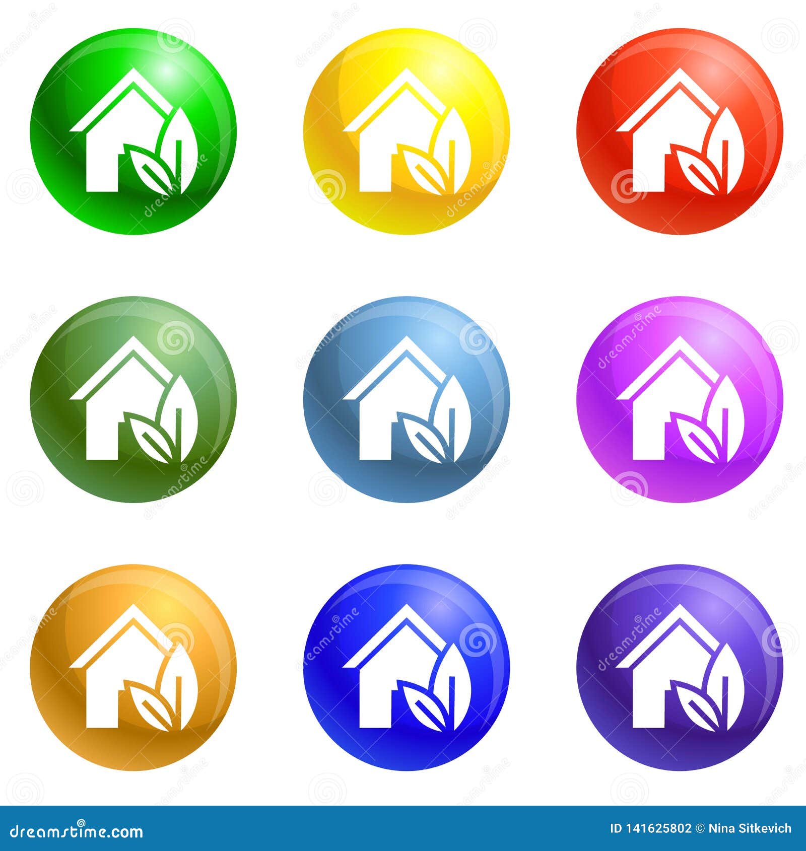 Eco house icons set vector stock vector. Illustration of collection ...