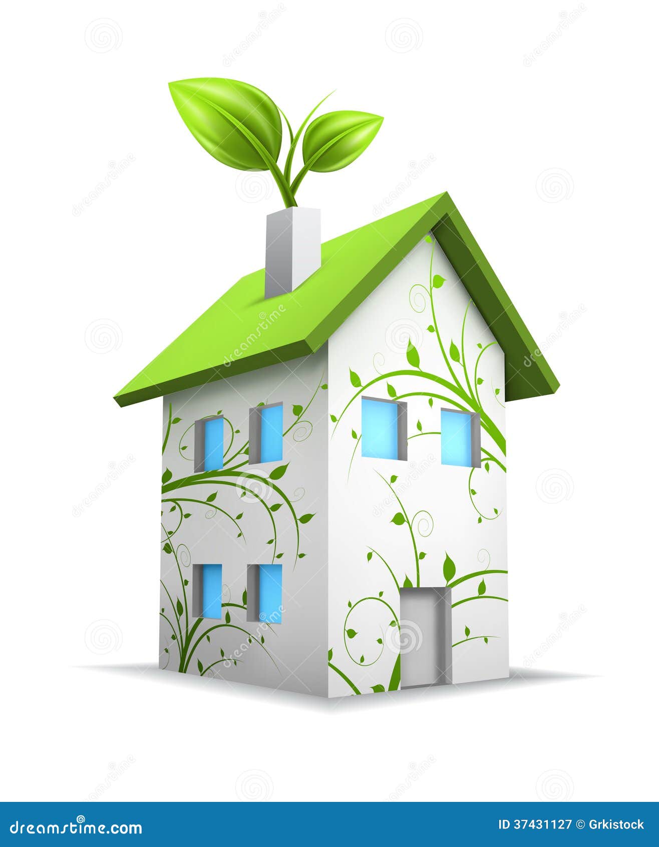 Eco house stock vector. Illustration of leaf, home, vector - 37431127