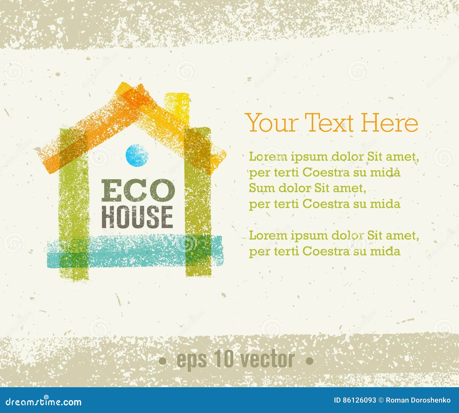 Eco House Vector Organic Creative Illustration on Recycled Paper ...