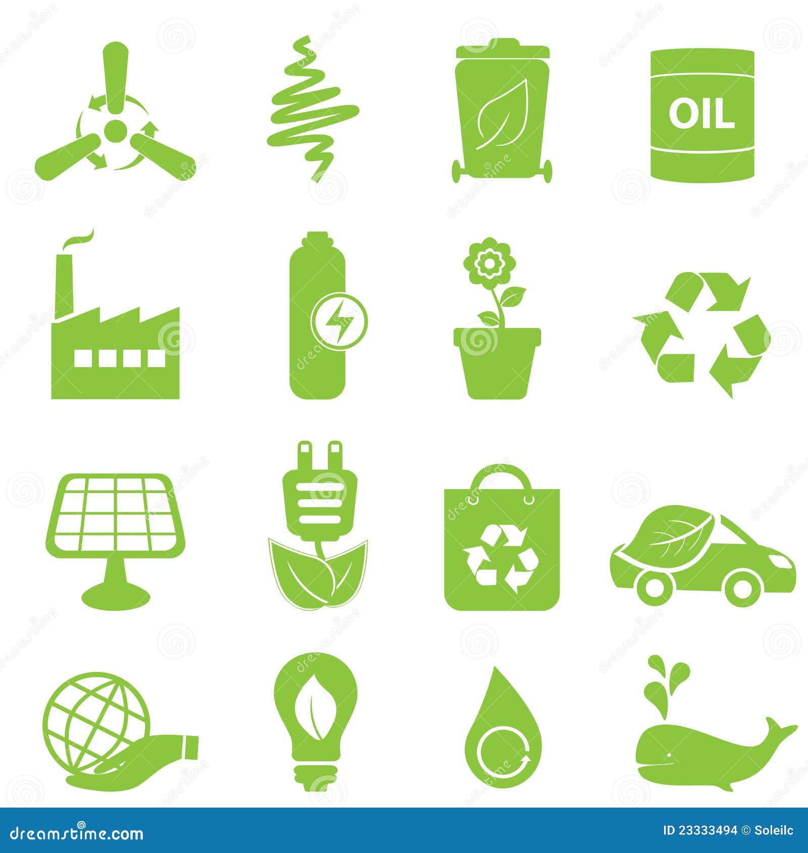 Eco icon set stock vector. Illustration of factory, green - 23333494