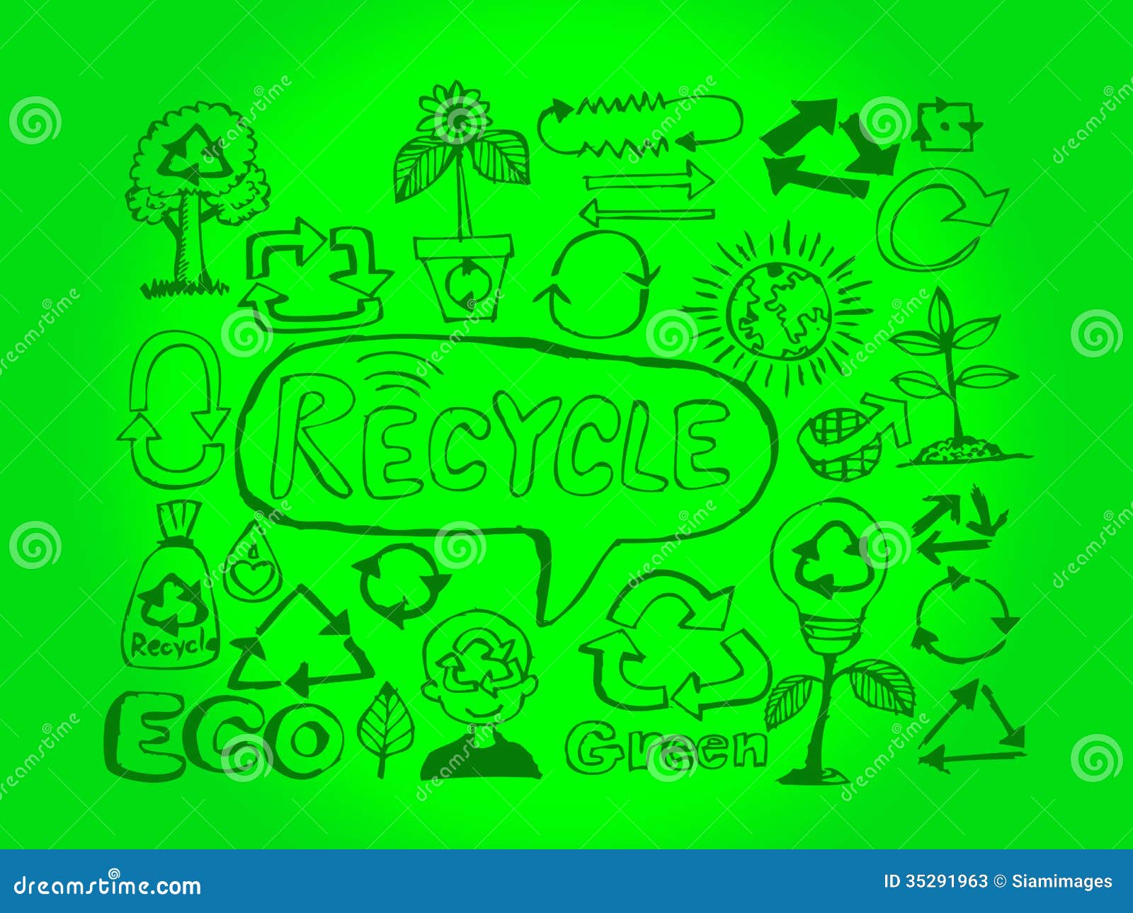 Eco Idea Sketch and Eco Friendly Doodles Stock Illustration ...