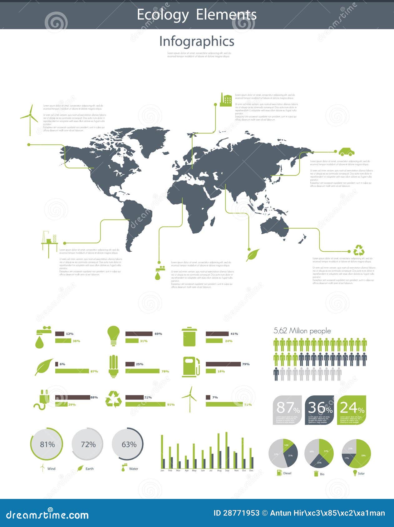 Eco Infographic elements stock illustration. Illustration of green ...