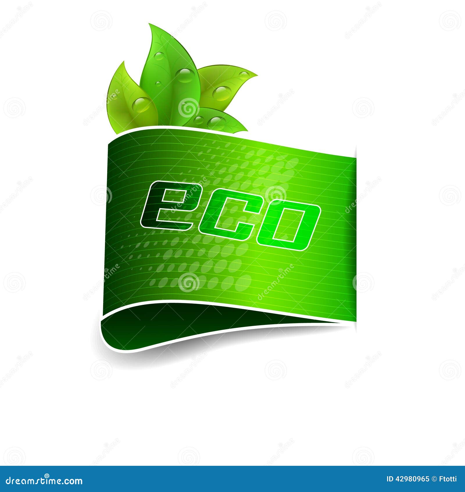 Eco-label with Green Leaves and Water Drops Stock Illustration ...