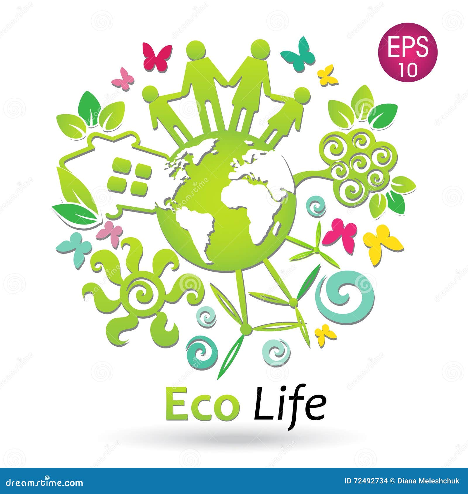 Eco Life, green planet stock vector. Illustration of color - 72492734