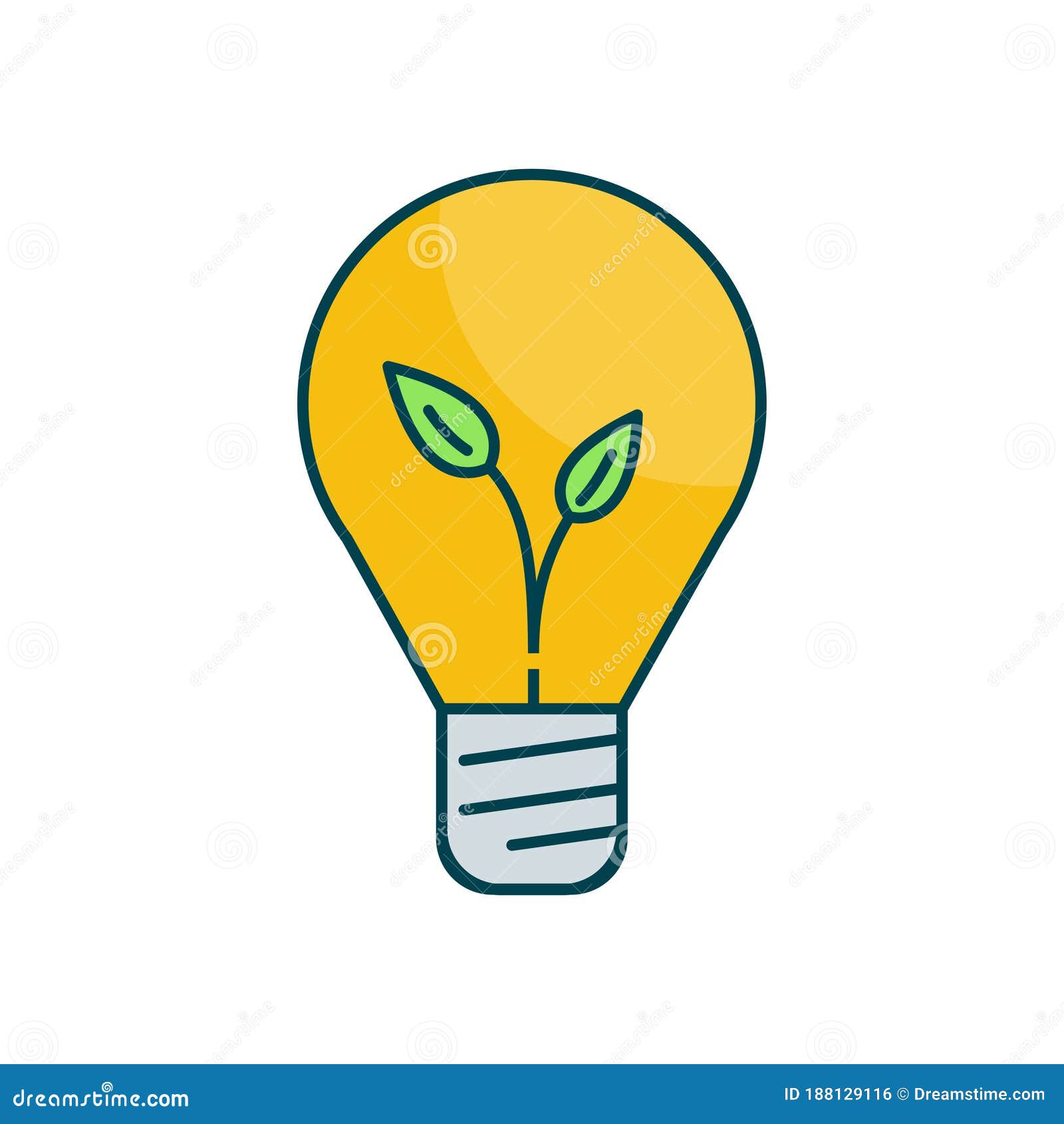 Eco Light Bulb Friendly Vector Illustration. Outline Style Icon ...