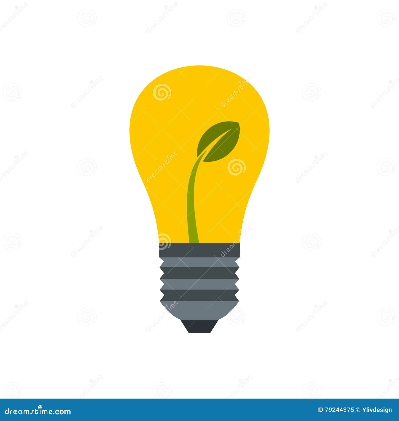 Eco Light Bulb Icon, Flat Style Stock Vector - Illustration of flat ...