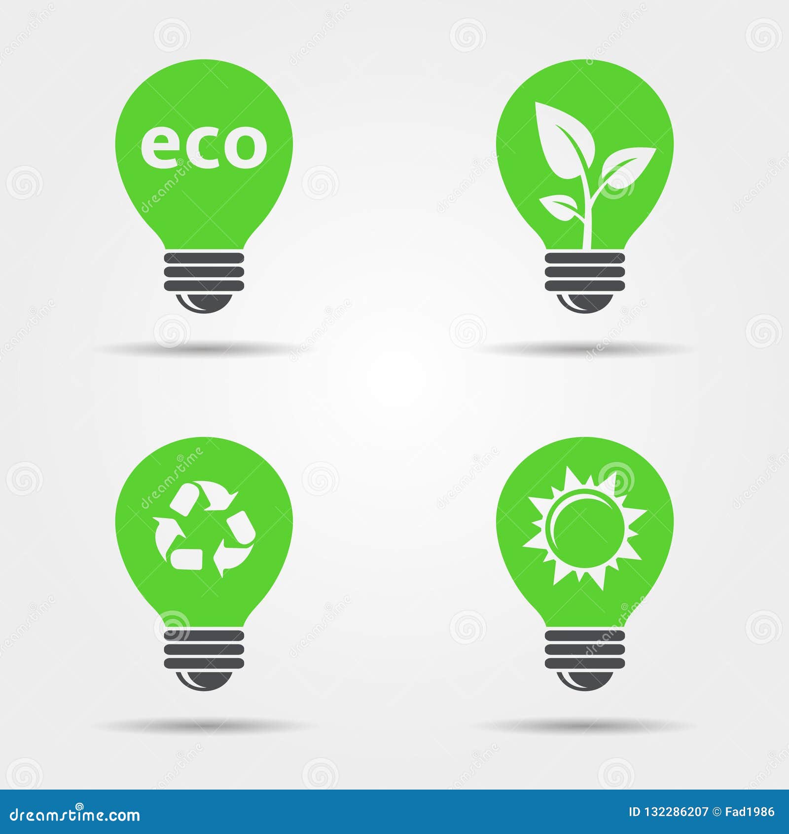 ECO light bulb icons set stock vector. Illustration of innovation ...