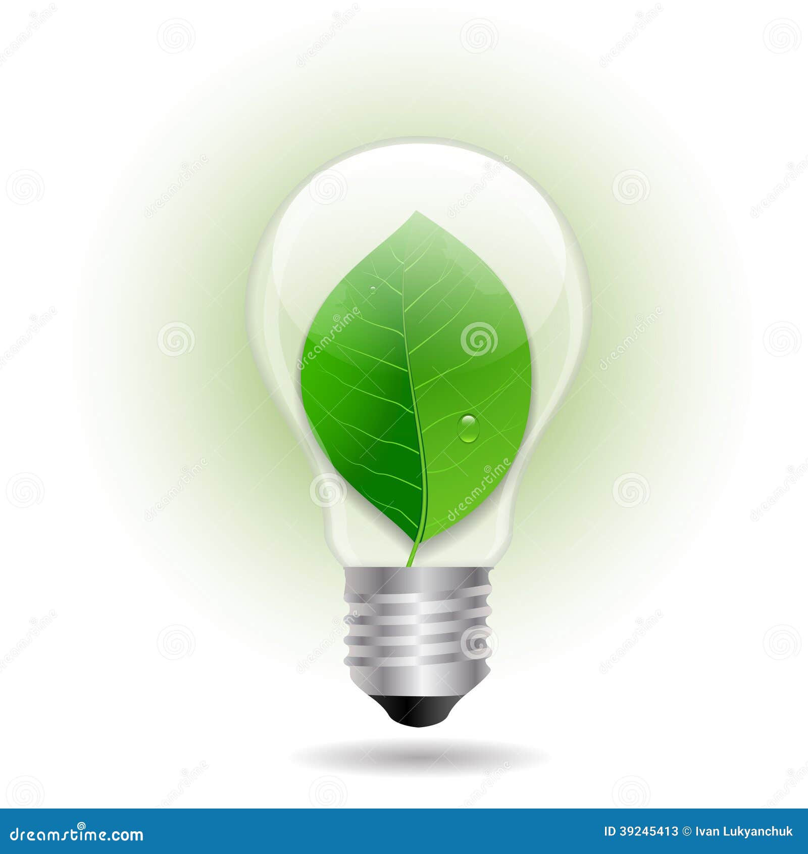 Eco light bulb with leaf stock vector. Illustration of leaf - 39245413