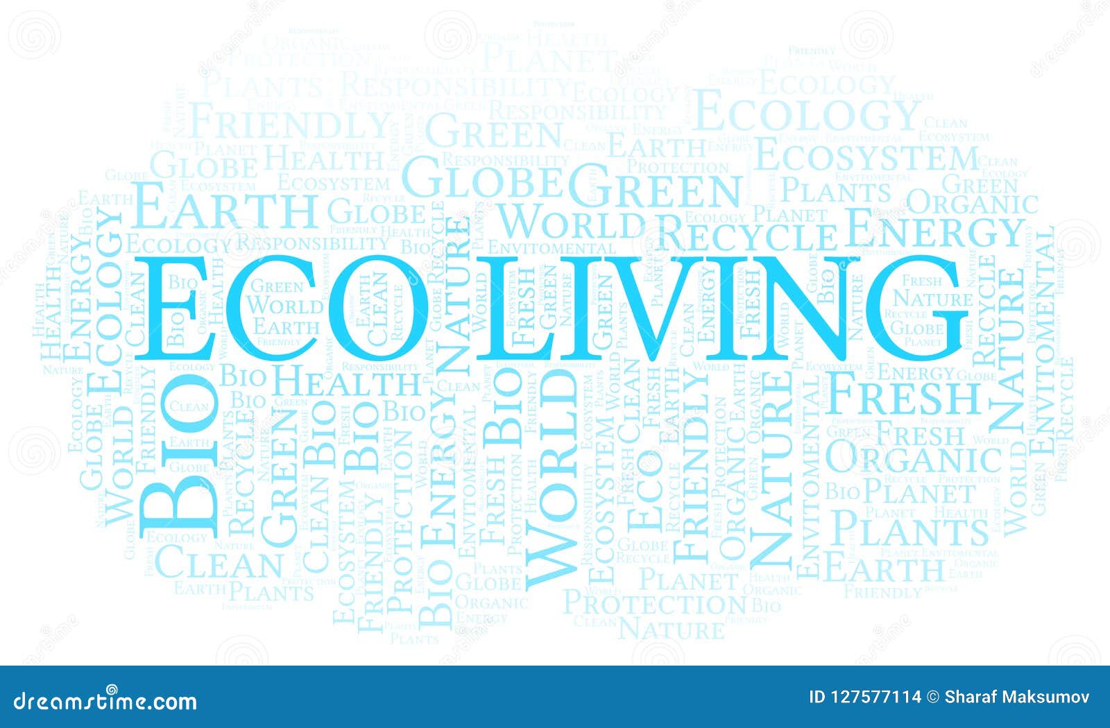 Eco Living word cloud. stock illustration. Illustration of text - 127577114