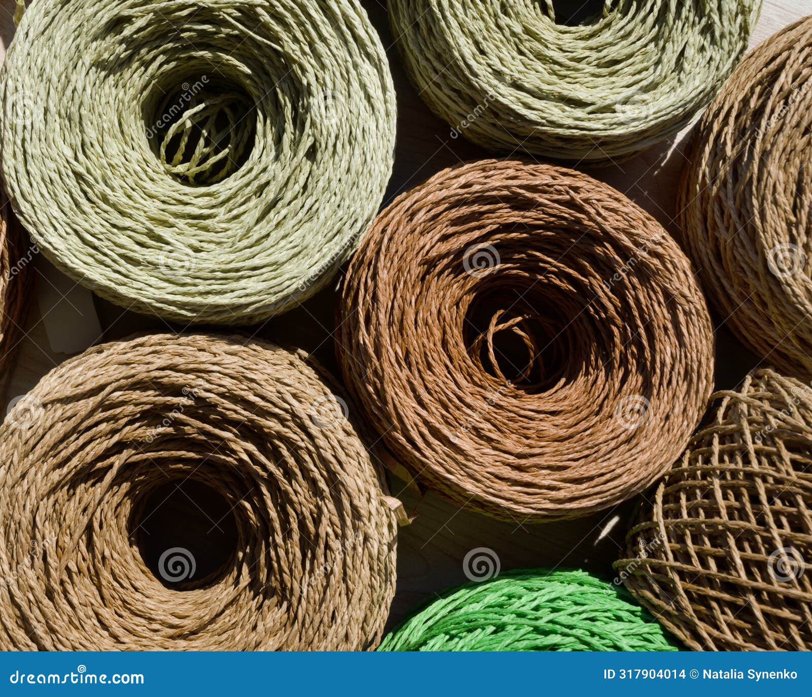 ECO Material. Raffia Balls Close-up. Raffia Skeins are Ready for ...