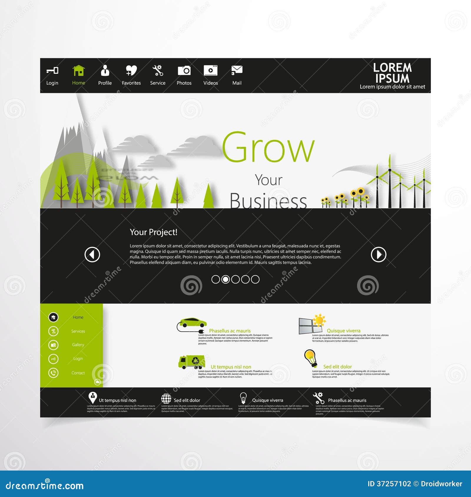 Eco Modern Website Template Stock Vector - Illustration of menu ...