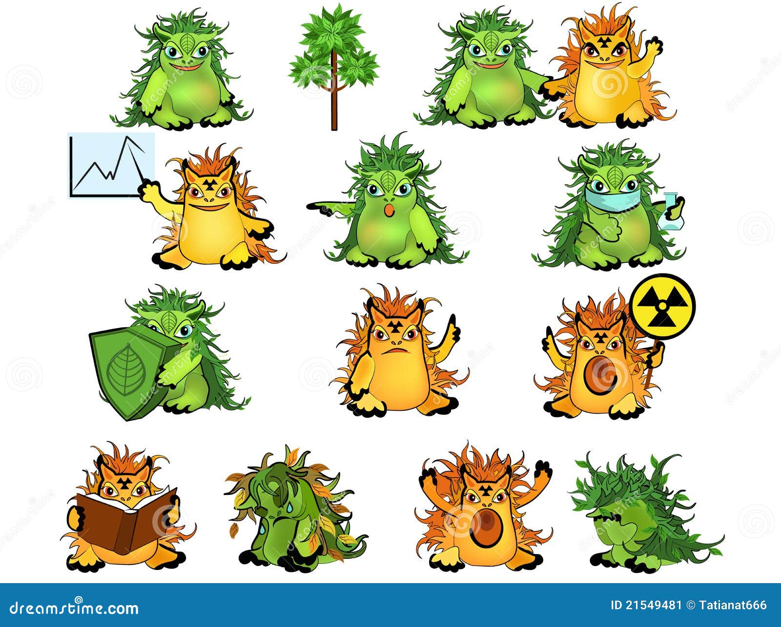 Eco-monsters set stock illustration. Illustration of education - 21549481