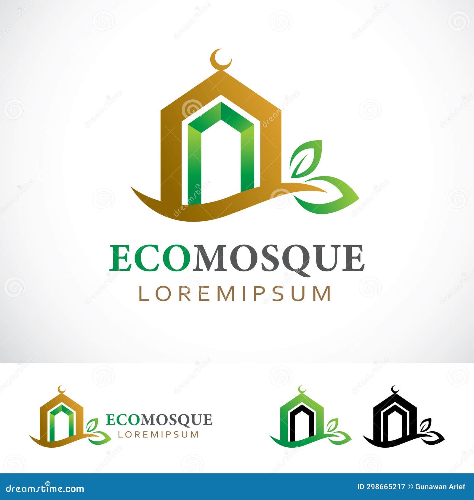Eco Mosque Logo Design Template Stock Illustration - Illustration of ...