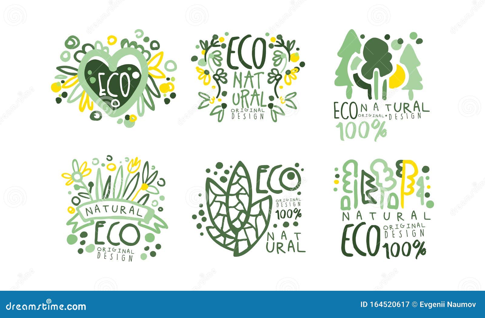 Eco Natural Labels and Logos Original Design Vector Set Stock Vector ...